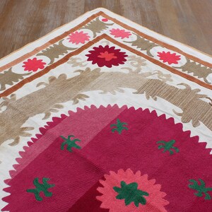 Pastel Suzani, Suzani Throw, Suzani Bedspread 4.10' X 4.17' Suzani Wall ...