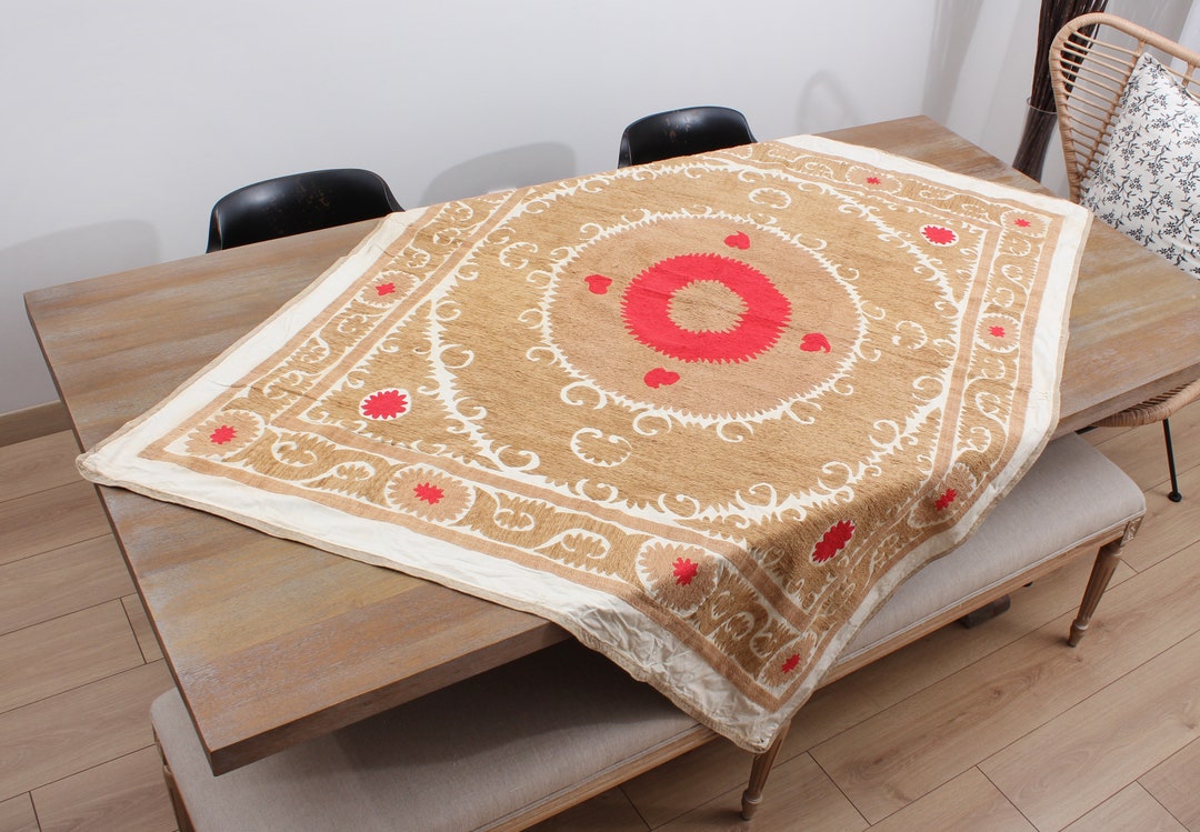 Pastel Suzani, Suzani Throw, Suzani Bedspread, 4.07' X 5.18' Suzani ...