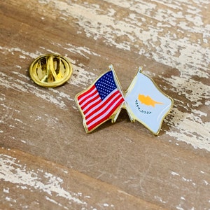 Cyprus and U.S. Double Waving Crossed Flags Friendship Lapel Pin - Made ...