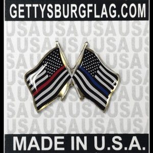 Thin Blue Line and Thin Red Line Flag Crossed Lapel Pin Made - Etsy