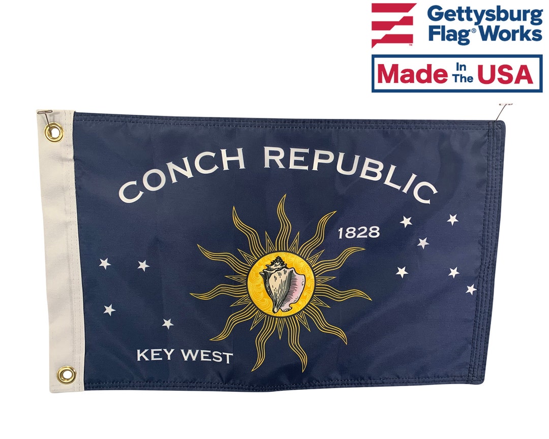 Conch Republic Boat Flag: Durable Nylon, Double Sided (12x18") Made in ...