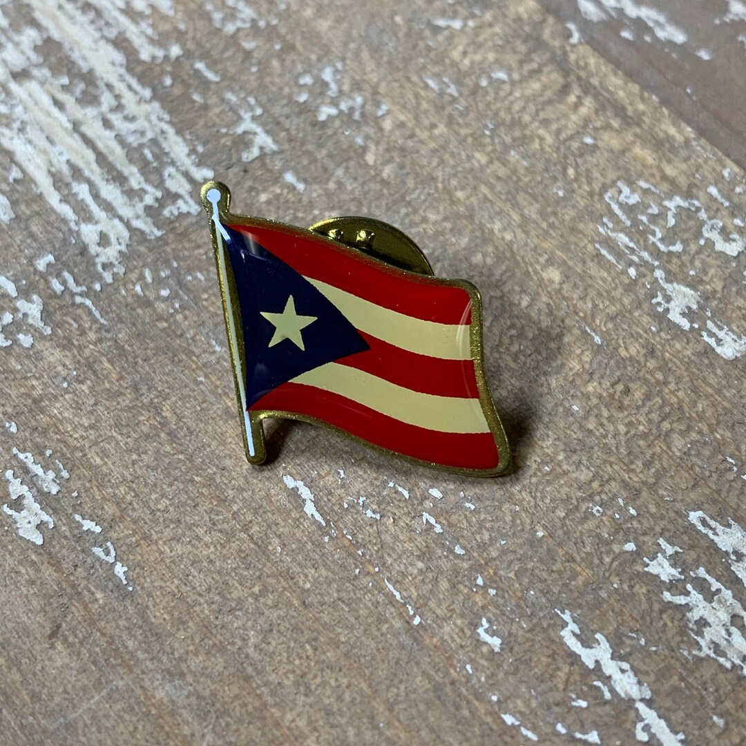 Puerto Rico Waving Flag Lapel Pin - Made in USA! - Etsy