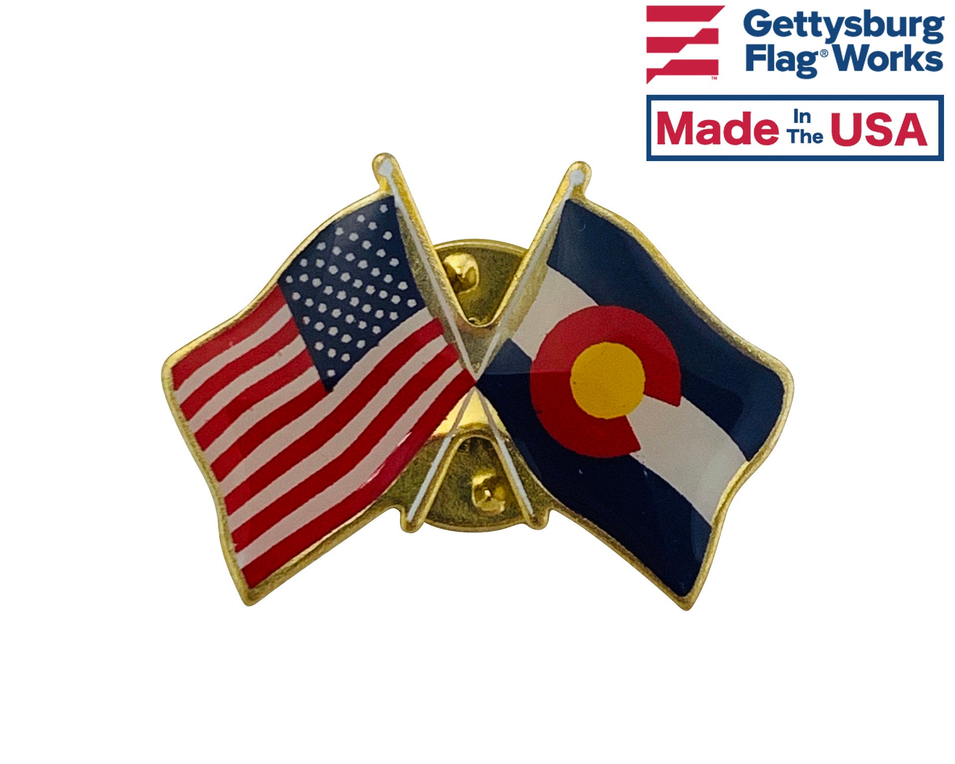 Colorado and U.S. Double Waving Crossed Flags Friendship Lapel | Etsy