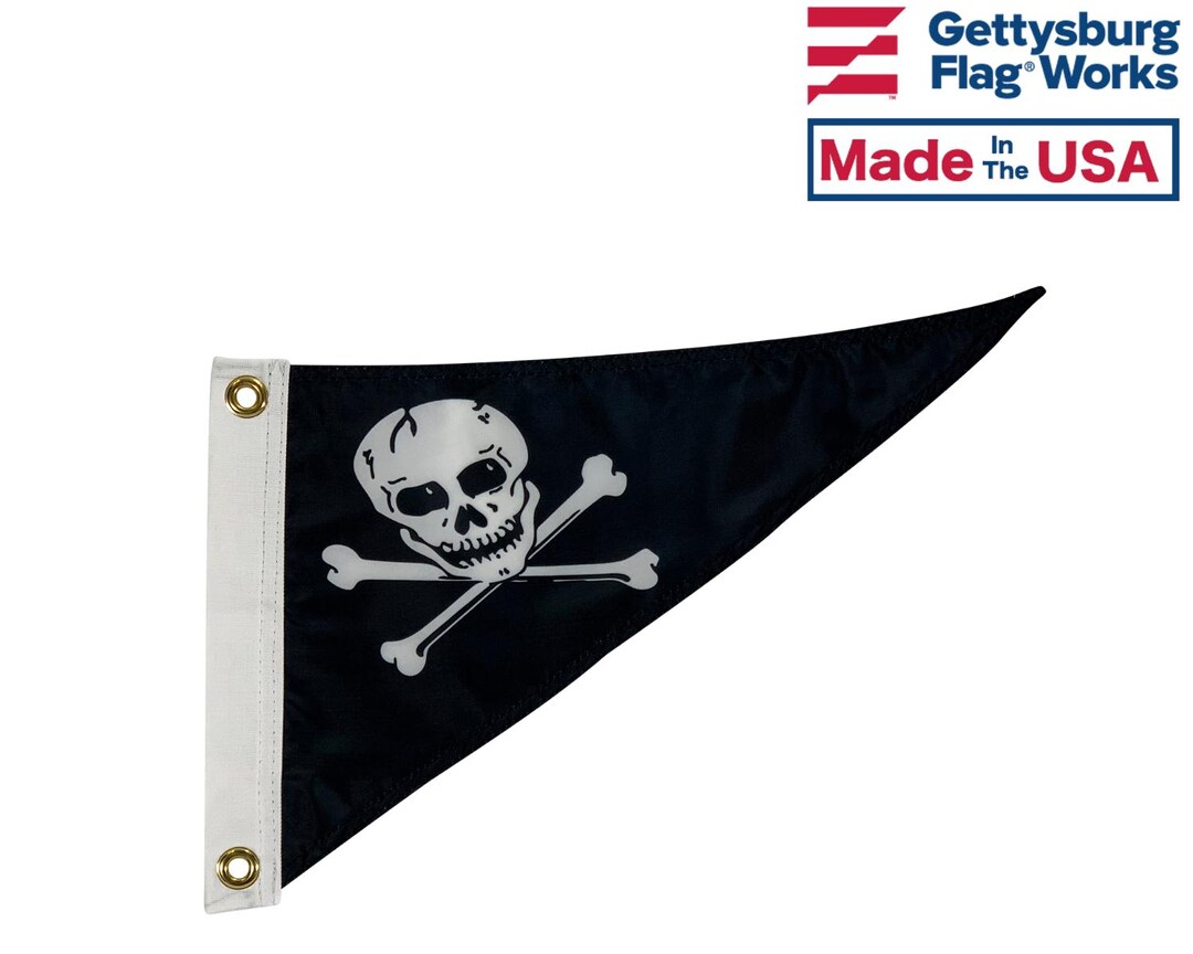 Jolly Roger Pirate Triangle Boat Pennant - 10x15" Spike Shape Bow ...