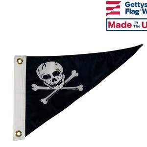 Jolly Roger Pirate Triangle Boat Pennant - 10x15" Spike Shape Bow ...