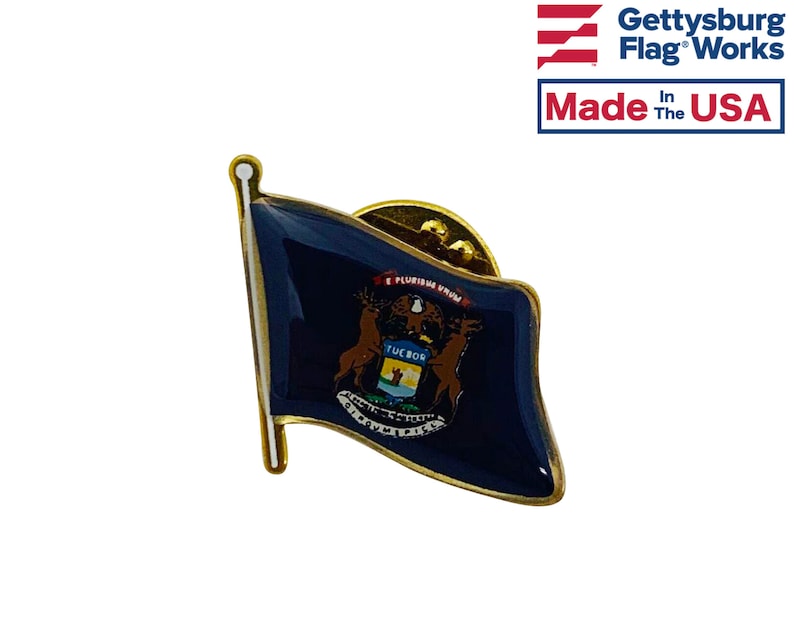 Michigan State Flag Lapel Pin - Made in the USA! - Etsy