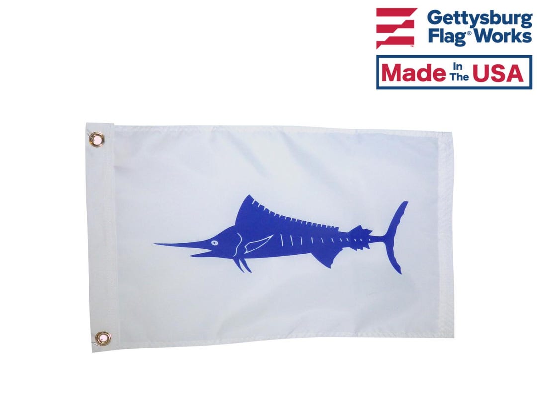 12x18" Blue Marlin Fish Boat Flag - Sport Charter Fishing Flag, Marine ...