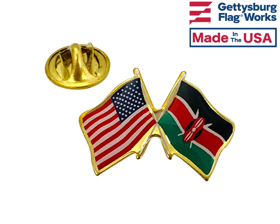 Kenya and U.S. Double Waving Crossed Flags Friendship Lapel - Etsy