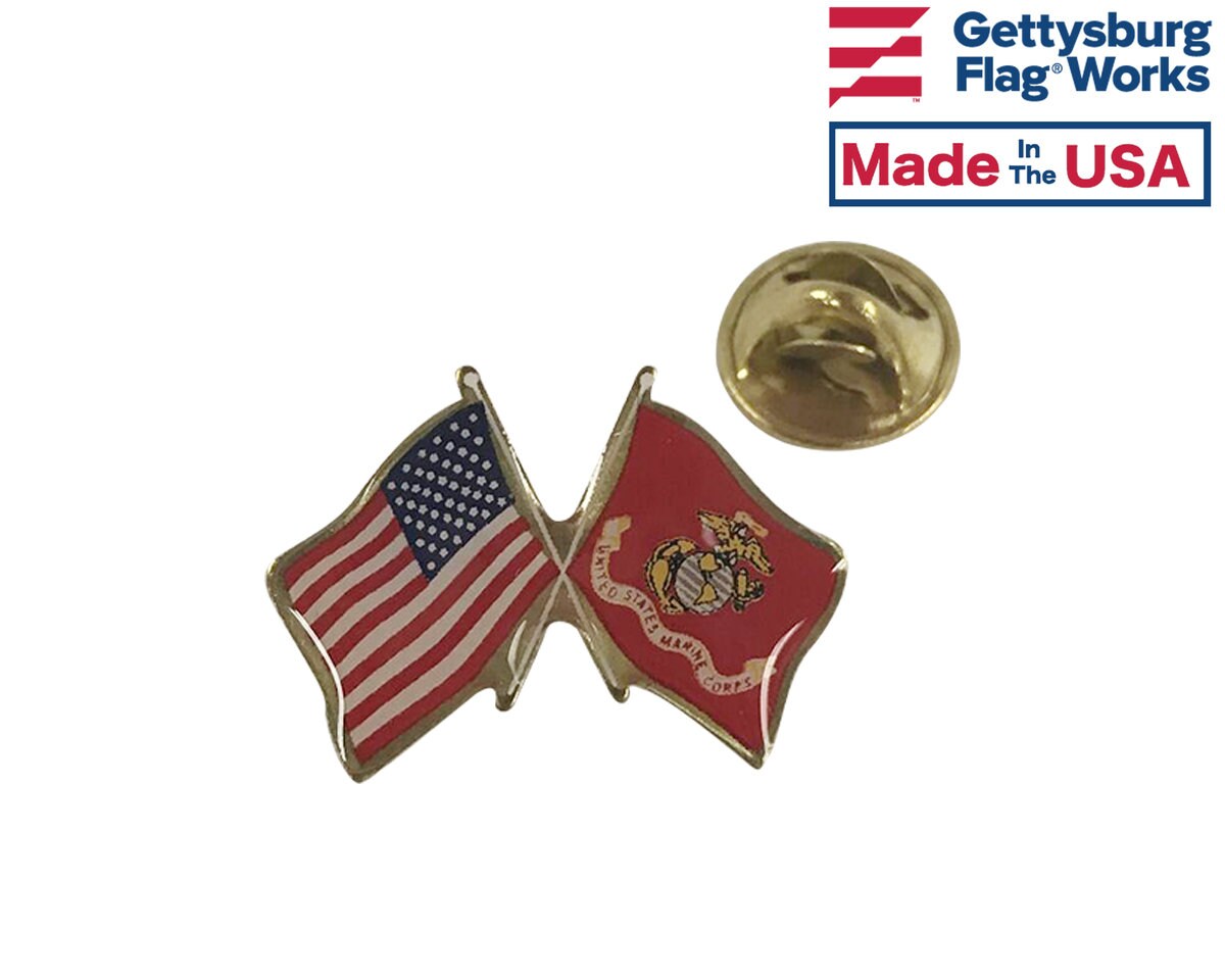 United States Marine Corps USMC Lapel Pin Double Waving Flag | Etsy