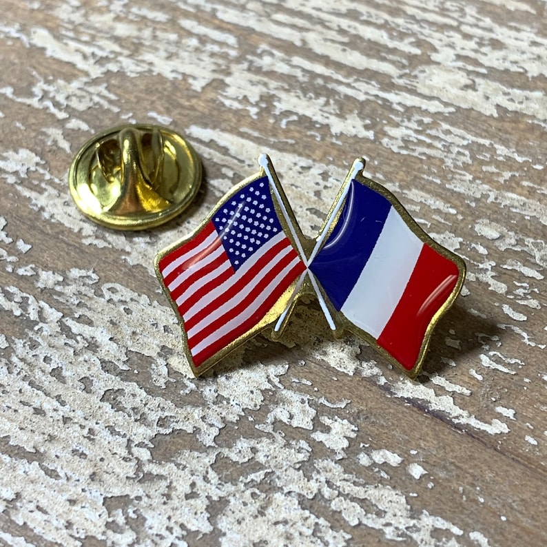 France and U.S. Double Waving Crossed Flags Friendship Lapel | Etsy