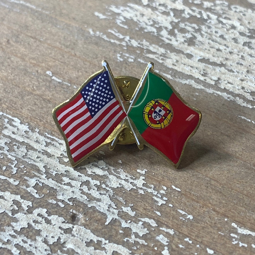 Portugal and U.S. Double Waving Crossed Flags Friendship Lapel Pin ...