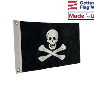 12x18" Classic Jolly Roger Pirate Boat Flag -double Sided Marine Grade ...