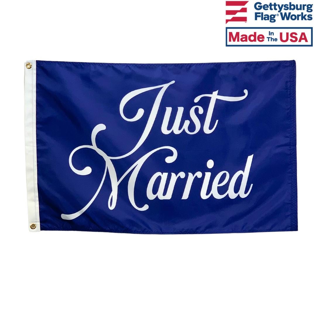 Just Married Flag - All-weather Outdoor Flag - Celebrate the Day! Made ...