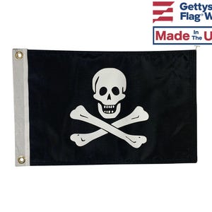 12x18" Classic Jolly Roger Pirate Boat Flag -double Sided Marine Grade ...
