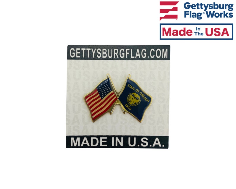 Oregon and U.S. Double Waving Crossed Flags Friendship Lapel | Etsy