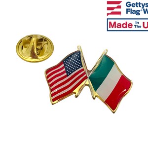 Italy and U.S. Double Waving Crossed Flags Friendship Lapel Pin - Made ...