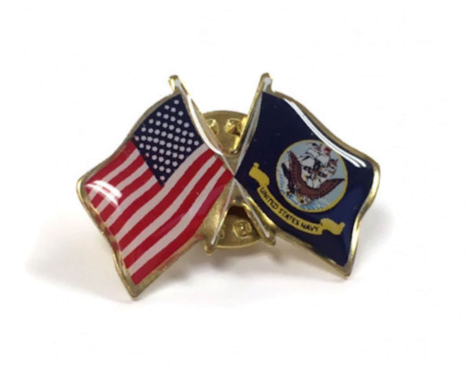 United States Navy Lapel Pin double Waving Flag W/ U.S. Flag - Etsy
