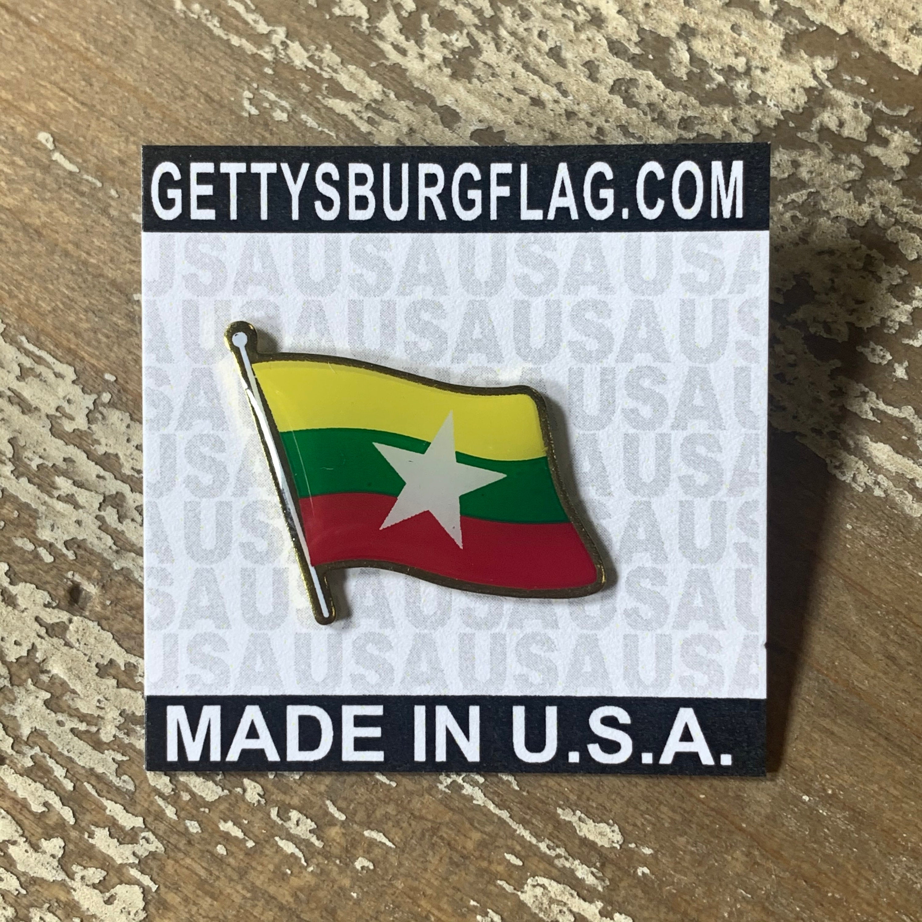 Myanmar Waving Flag Lapel Pin - Made in USA! - Etsy