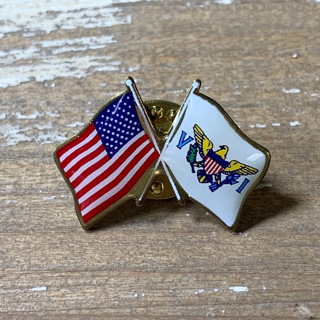 U.S. Virgin Islands (USVI) and U.S. Double Waving Crossed Flags ...