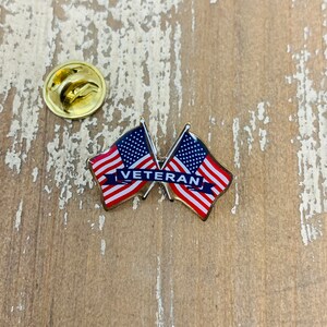 Double Waving American Flags Veteran Lapel Pin - Proudly Made in the ...