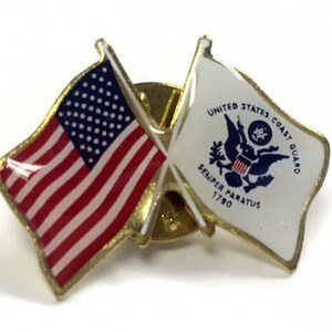 United States Coast Guard Lapel Pin double Waving Flag W/ U.S. Flag ...