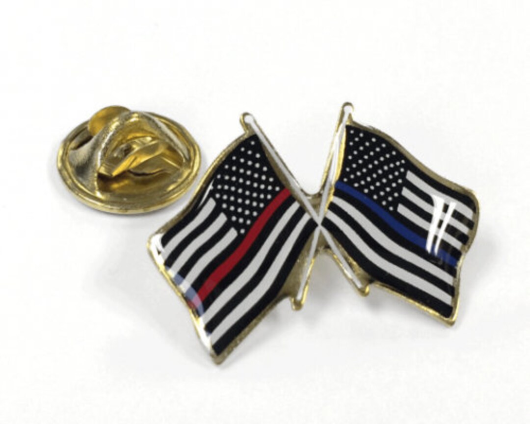 Thin Blue Line and Thin Red Line Flag Crossed Lapel Pin Made - Etsy