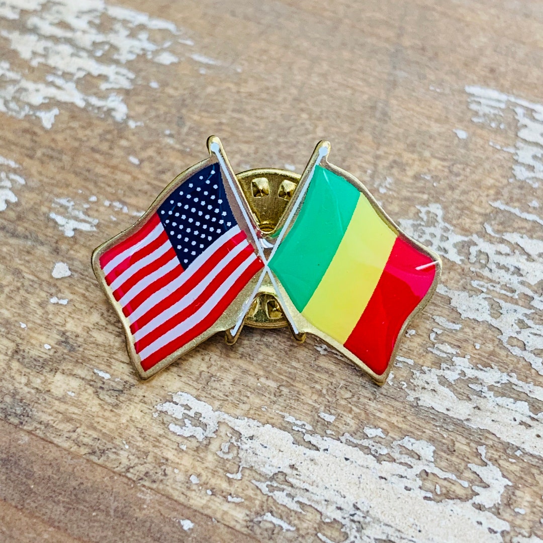 Mali and U.S. Double Waving Crossed Flags Friendship Lapel Pin - Made ...