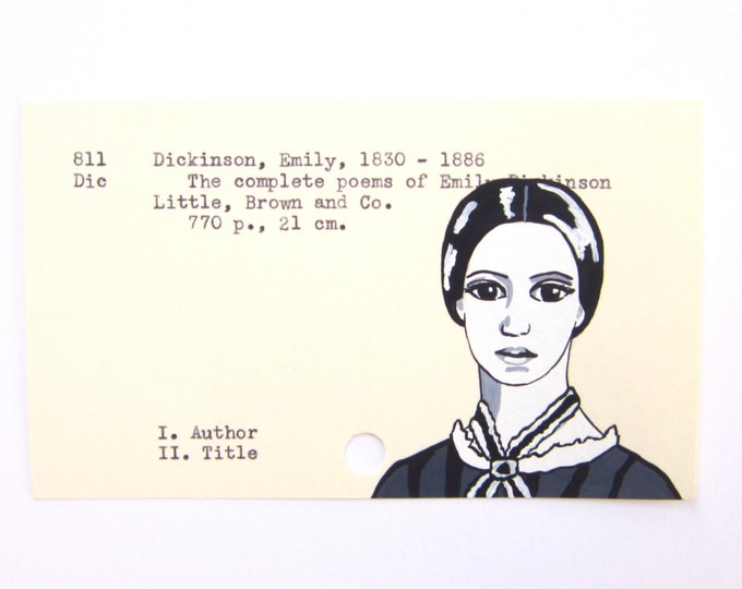 Emily Dickinson Library Card Art Print of my painting of | Etsy