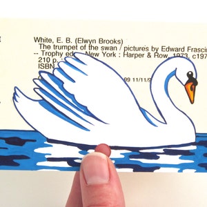 Swan Library Card Art - Print of My Painting on Card for the Trumpet of ...
