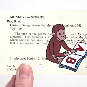 Curious George Library Card Art - Print of My Painting of Curious ...