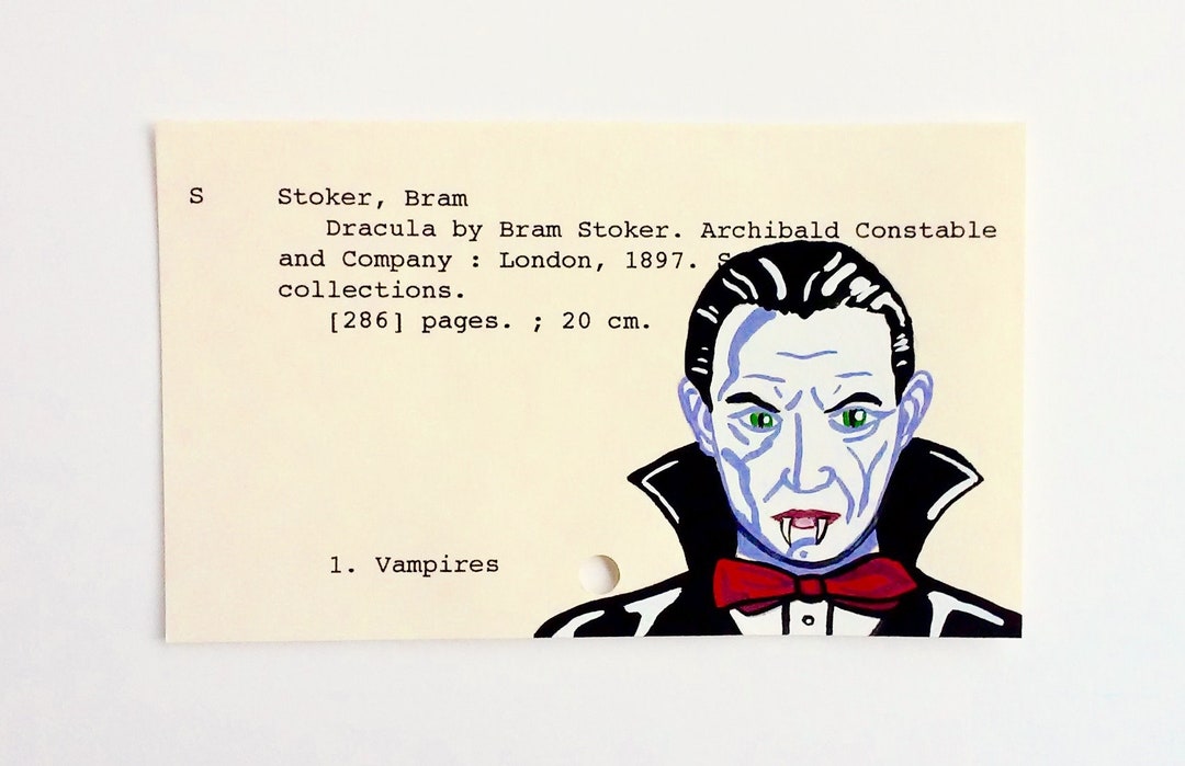 Dracula Library Card Art - Print of My Painting of Bram Stoker's ...