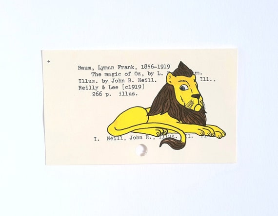 Cowardly Lion Library Card Art Print Wizard of Oz - Etsy