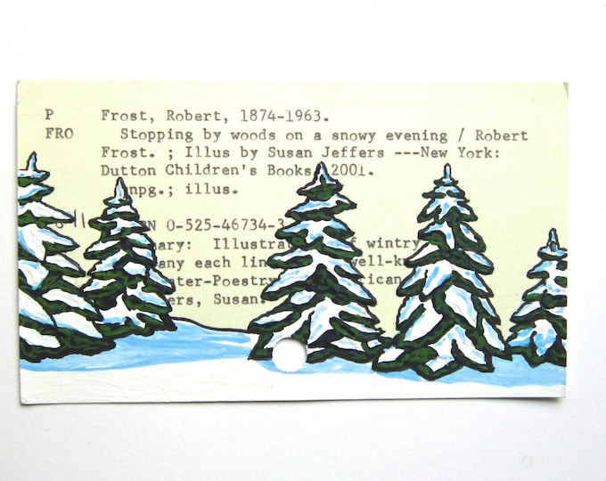 Robert Frost Library Card Art Print of My Painting of Trees on Library ...