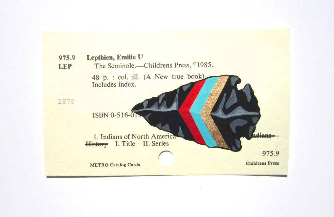 Arrowhead on Library Card - Print of My Painting of a Painted Obsidian ...