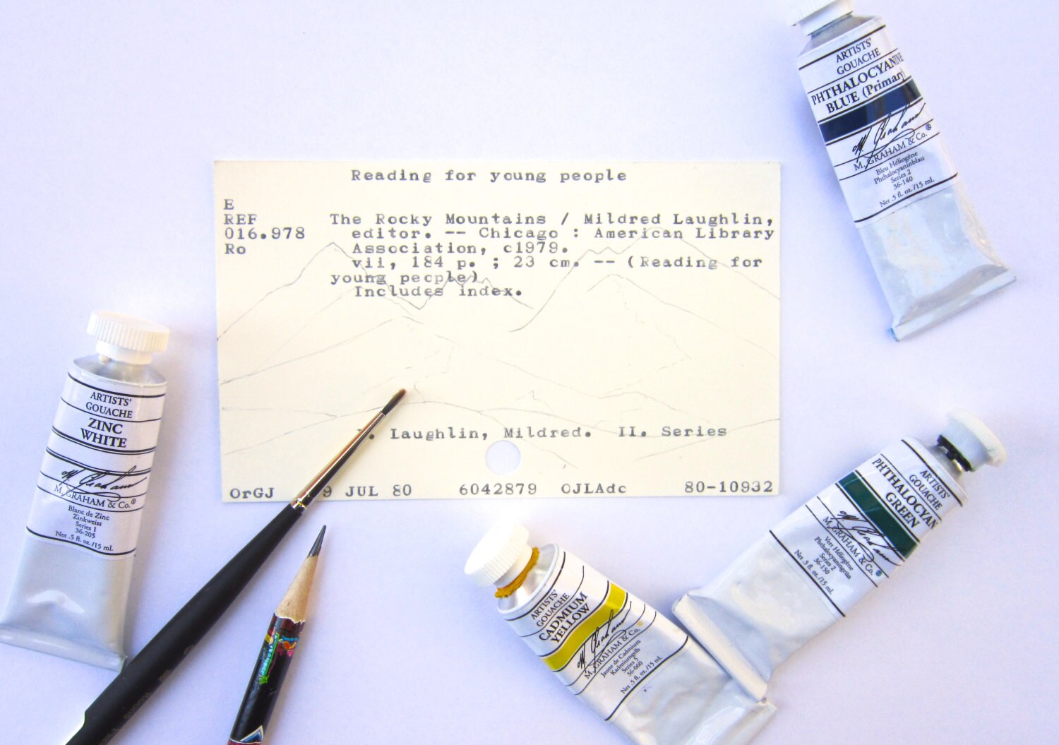 Mountains Library Card Art Print of My Painting of Mountains | Etsy