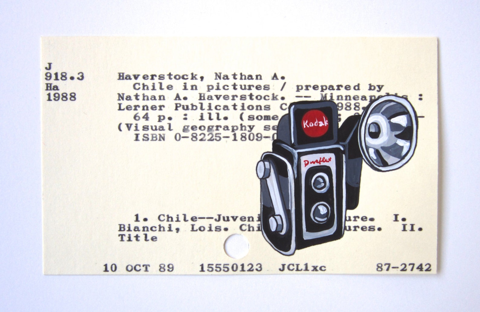 Vintage Camera Library Card Art Print of My Painting of - Etsy