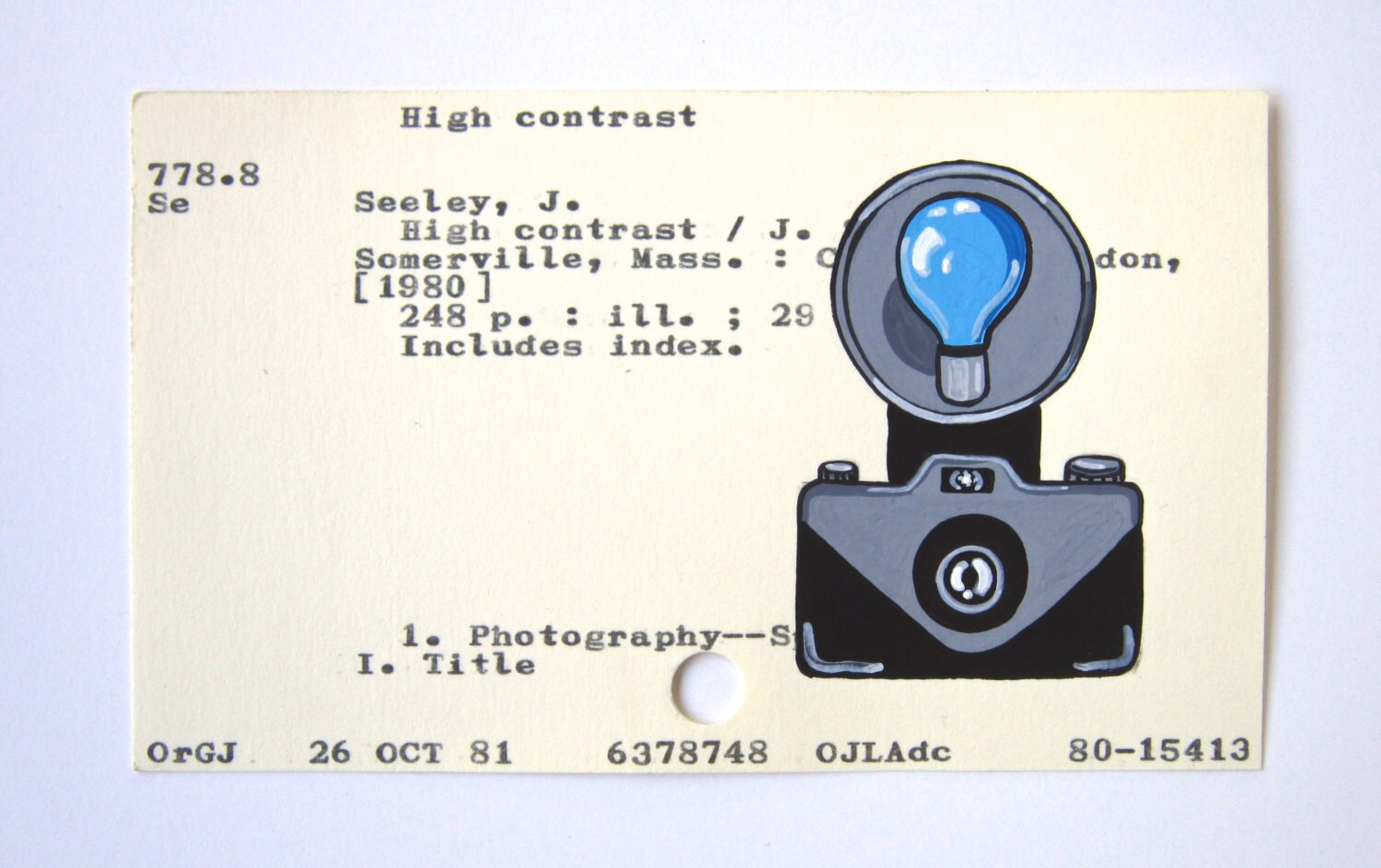 Vintage Camera Library Card Art Print of My Painting of a - Etsy