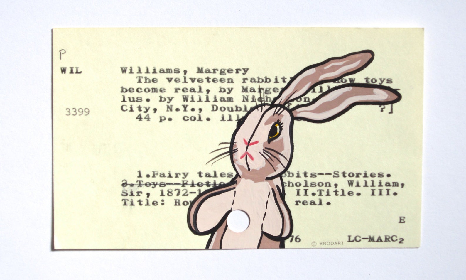 Velveteen Rabbit Library Card Art Print of My Painting of - Etsy