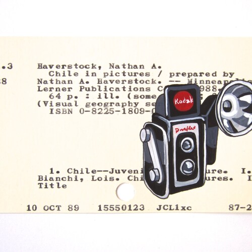 Vintage Camera Library Card Art Print of My Painting of - Etsy