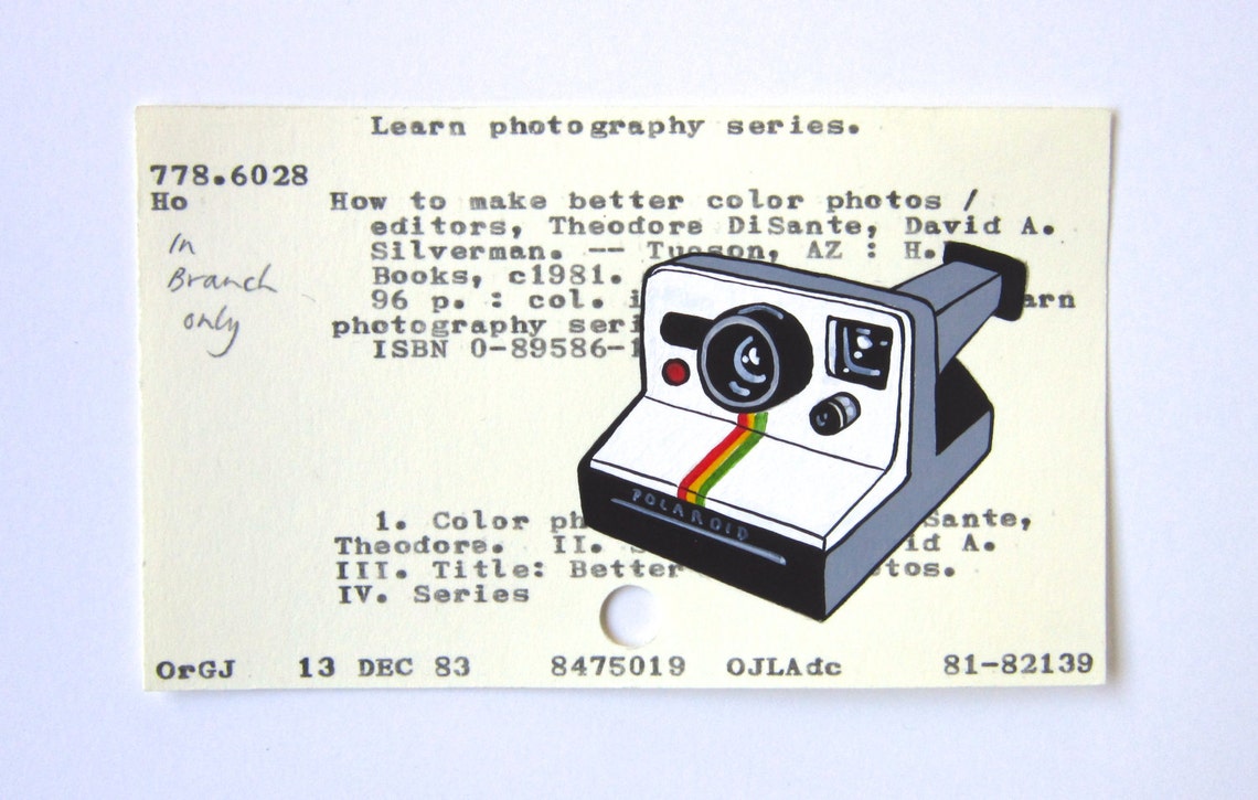Polaroid Library Card Art Print of My Painting of a Polaroid - Etsy