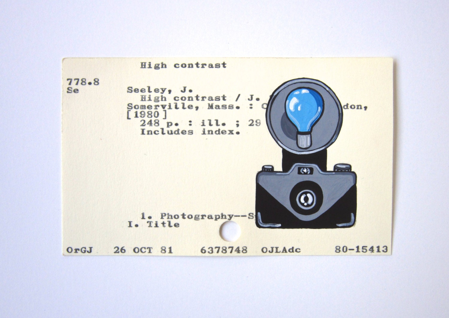 Vintage Camera Library Card Art Print of My Painting of a - Etsy