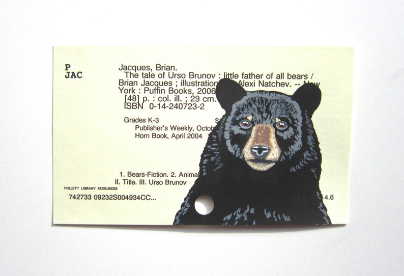 Black Bear Library Card Art Print of My Painting of a Black | Etsy