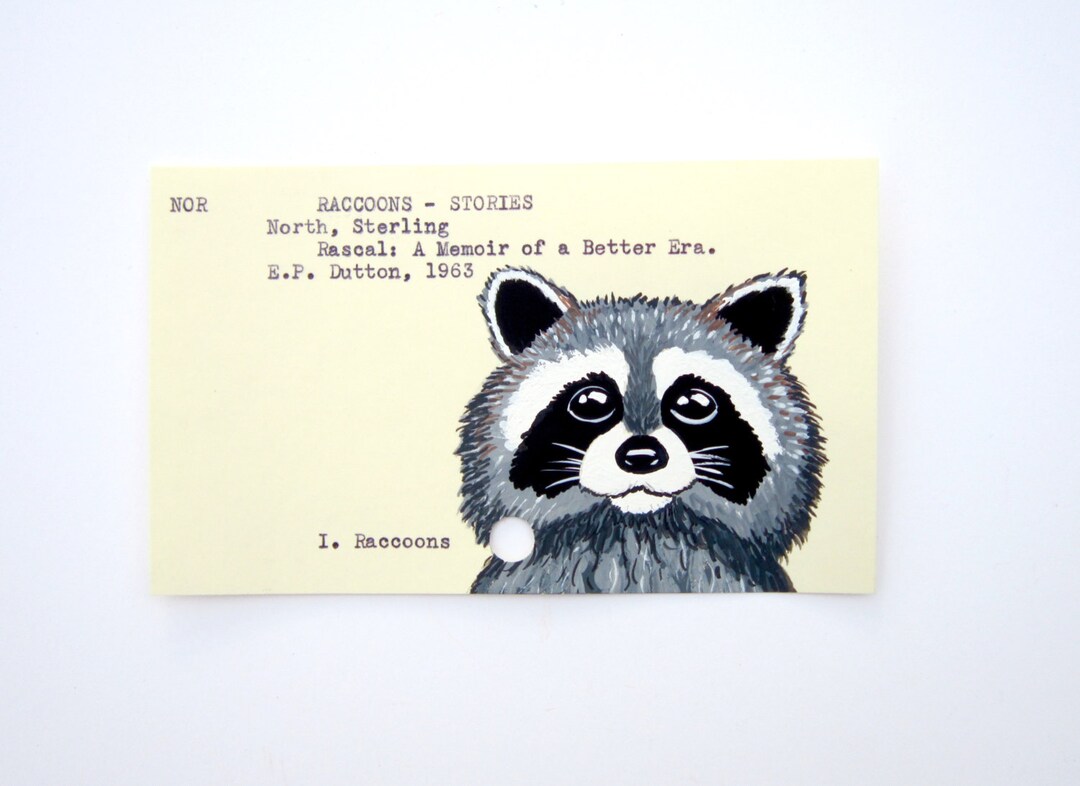 Raccoon Library Card Art - Print of My Painting of Rascal the Raccoon ...