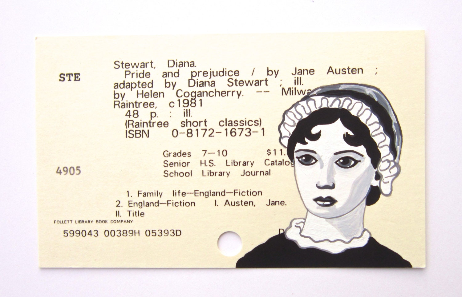 Jane Austen Library Card Art Print of My Painting of Jane - Etsy