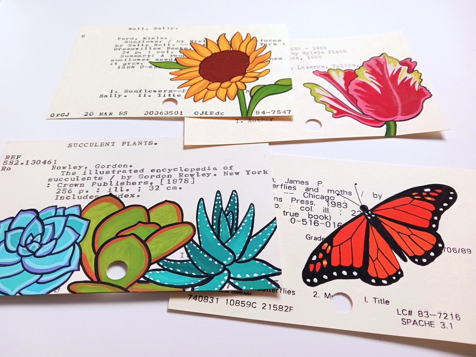 SALE ANY 4 PRINTS of Painted Library Cards Instant - Etsy