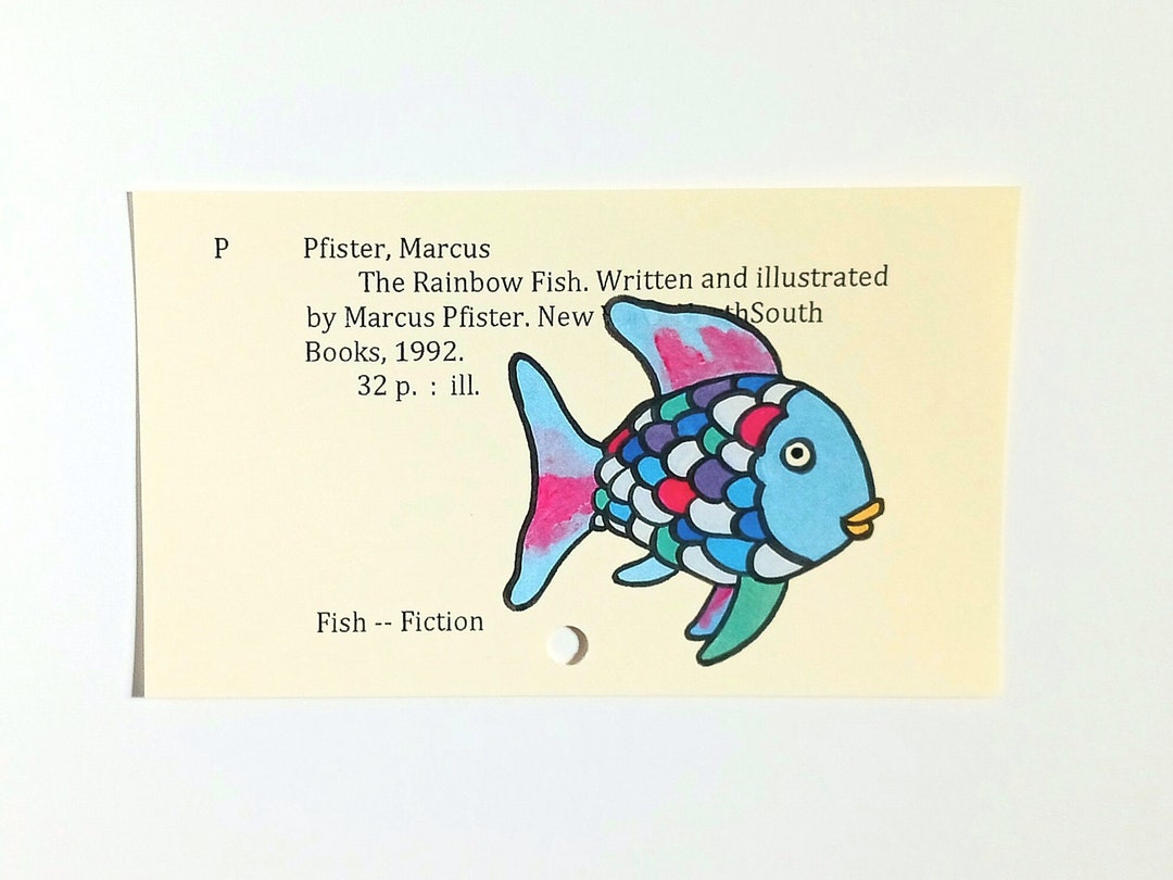The Rainbow Fish Library Card Art Print - Etsy