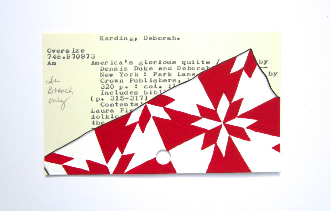Quilt Library Card Art - Print of My Painting of a Quilt on Library ...