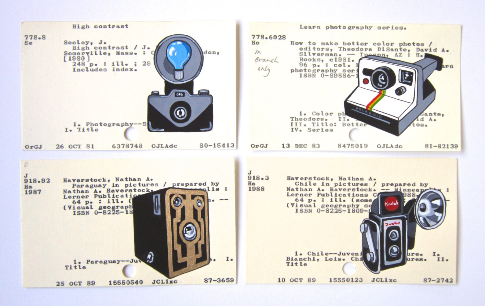 Vintage Camera Library Card Art Print of My Painting of - Etsy