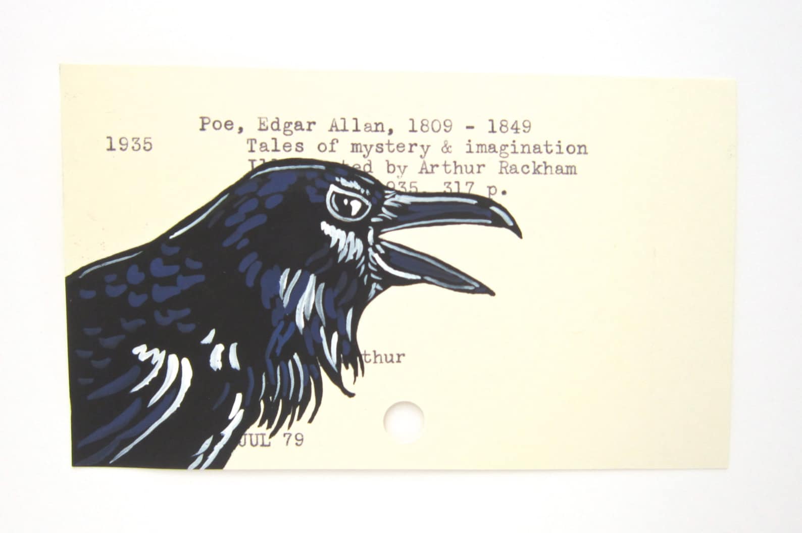 Edgar Allan Poe Library Card Art Print of My Painting of - Etsy