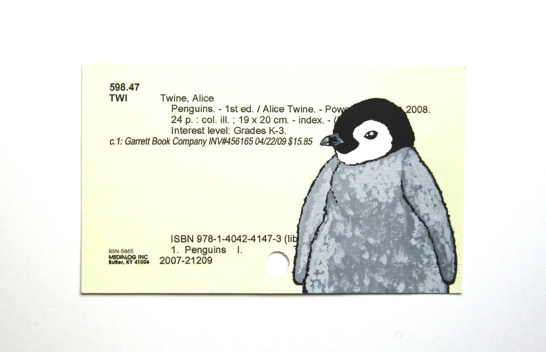 Baby Penguin Library Cart Art - Print of My Painting of a Baby Penguin ...